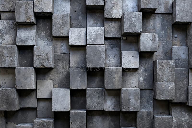 A Wall Made of Concrete Blocks with a Pattern of Squares Stock Image ...