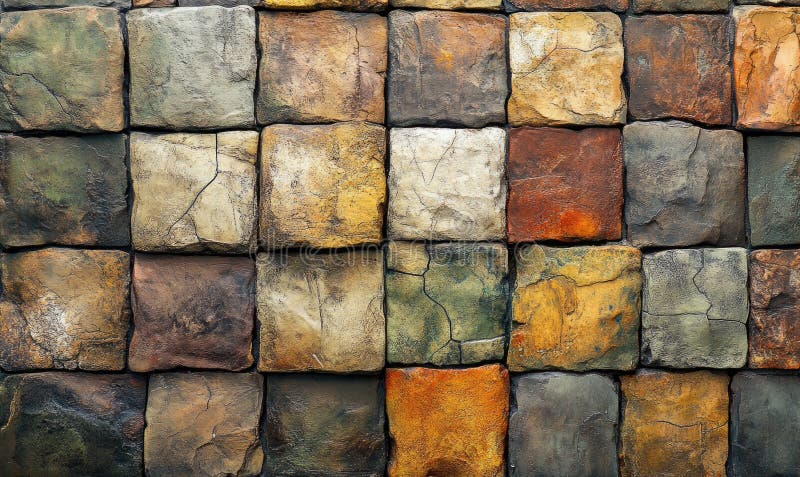 A Wall Made of Different Colored Bricks Stock Image - Image of material ...