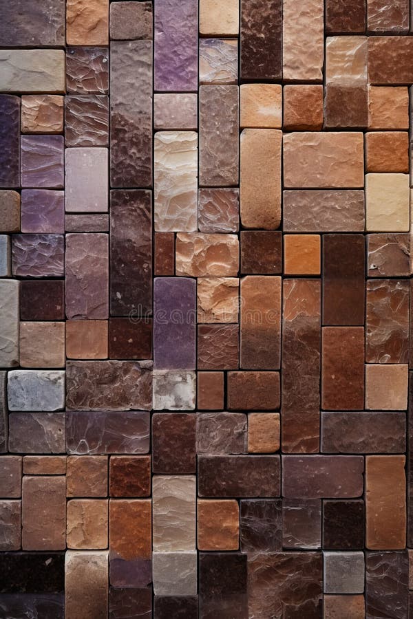 Wall Made of Different Colored Stone Blocks with Brown and Purple ...