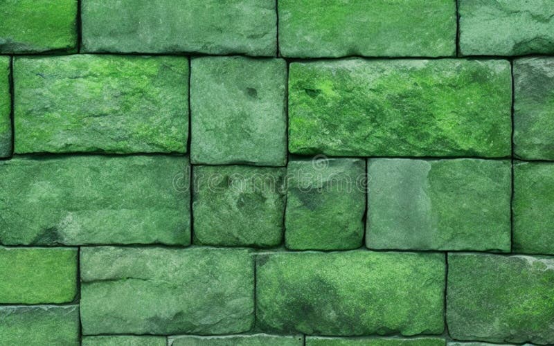 Wall Made of Green Large Bricks. Generative AI. Stock Illustration ...