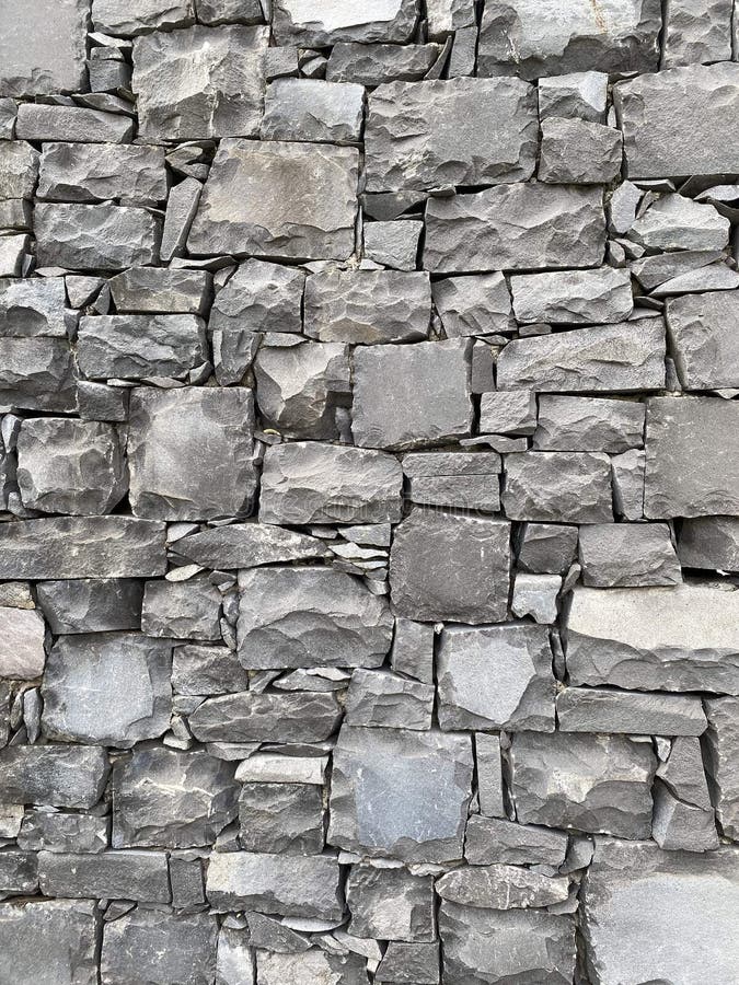 The Wall is Made of Large and Small Gray Stones, Side View, Texture ...