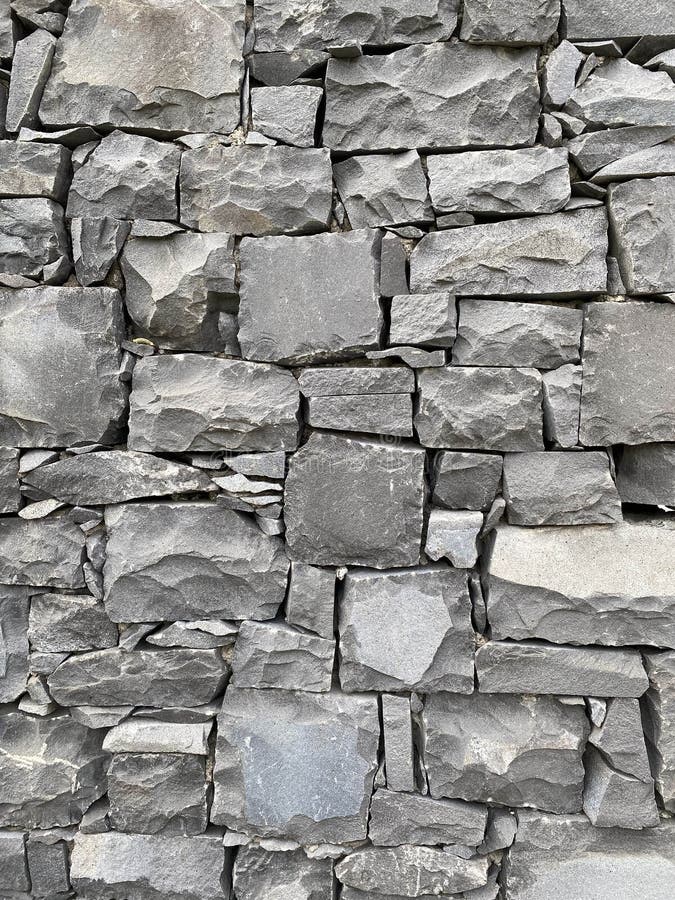 The Wall is Made of Large and Small Gray Stones, Side View, Texture ...