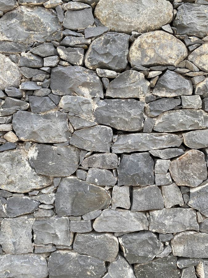 The Wall is Made of Large and Small Gray Stones, Side View, Texture ...