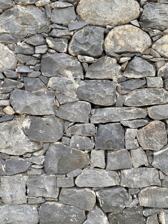 The Wall is Made of Large and Small Gray Stones, Side View, Texture ...