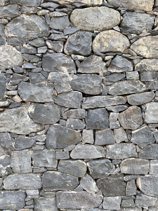 The Wall is Made of Large and Small Gray Stones, Side View, Texture ...