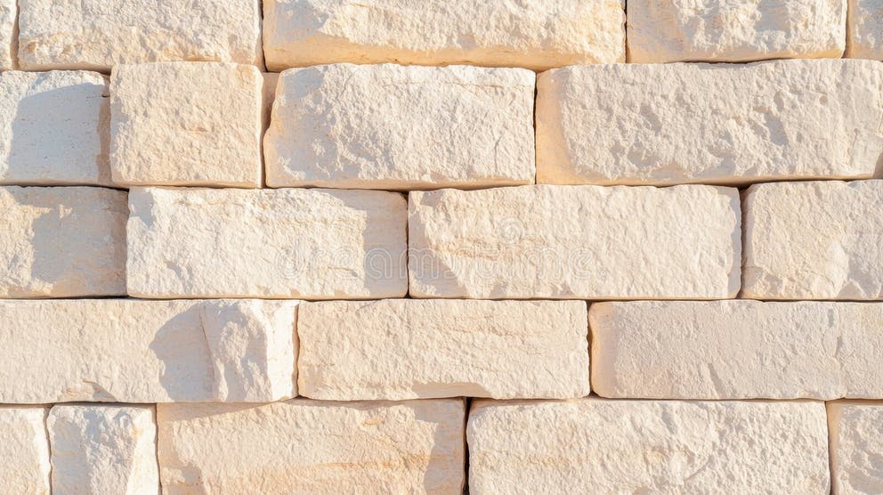 A Wall Made of Light Beige Stone Blocks. Stock Photo - Image of text ...