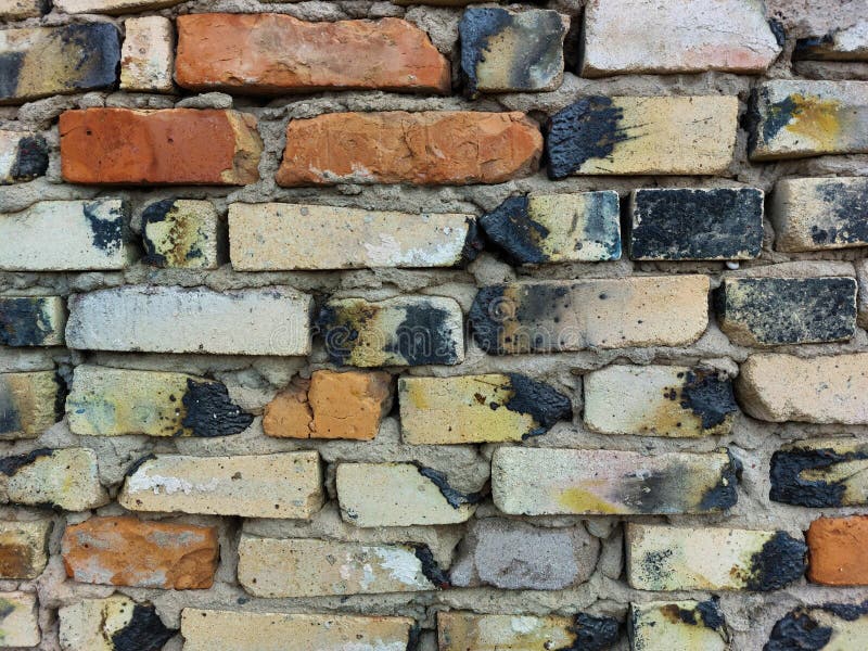 Wall Made of Old Multi-colored Bricks Red Black White Yellow Stock ...