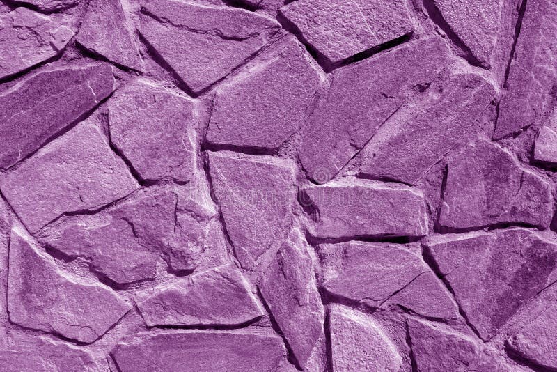 Wall Made of Old Stones in Purple Tone Stock Image - Image of detail ...