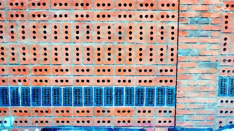Wall Made of Perforated Bricks Arranged Horizontally and Vertically ...