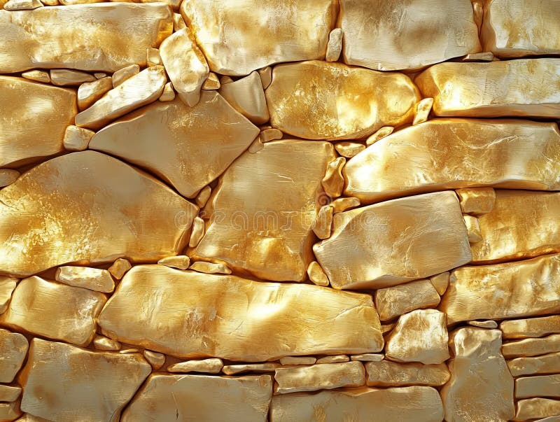Wall Made of Gold Boulders. Made with Generative IA. Stock Illustration ...