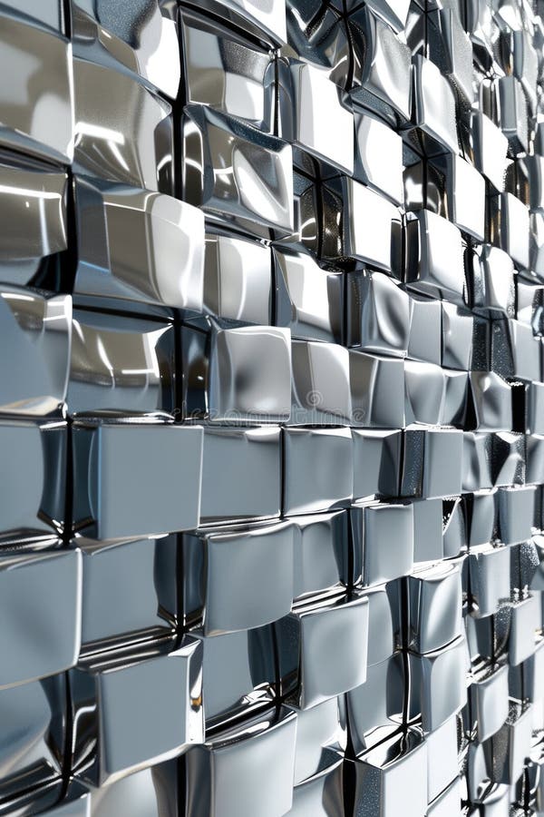 Wall Made of Silver Squares Stock Image - Image of modern, light: 383276175