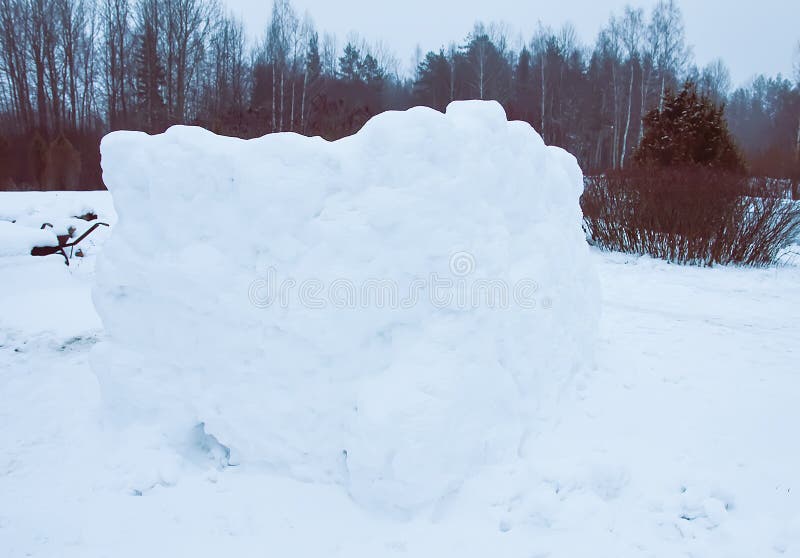 Wall Made of Snow on Rural Field Stock Image - Image of background ...