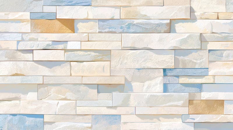 A Wall Made of Stone Tiles in Various Shades of Beige, White, and Light ...