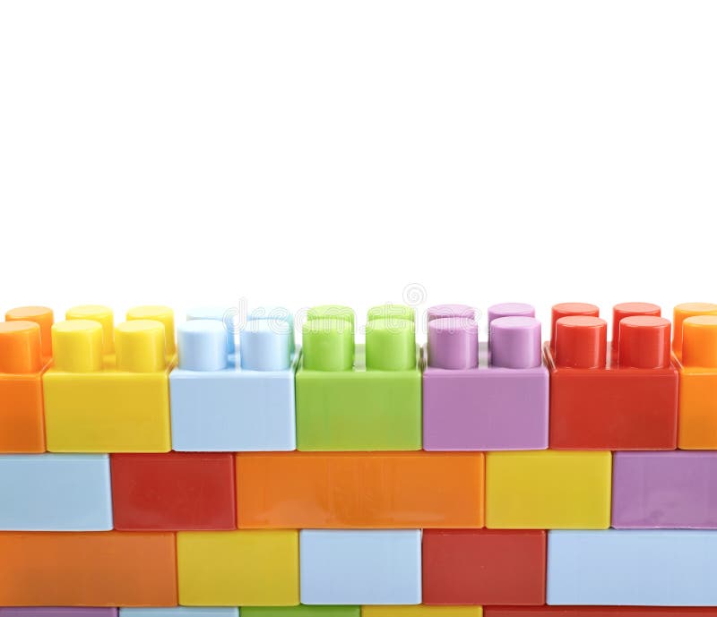 Wall Made of Toy Bricks Isolated Stock Photo - Image of geometric ...