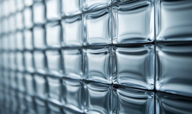 A Wall Made of Transparent Square Glass Bricks Reflects Light, Creating ...