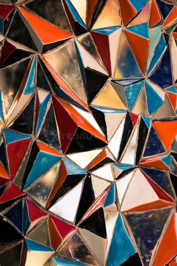 Wall Made of Triangular Pieces of Colored Glass. Stock Photo - Image of ...