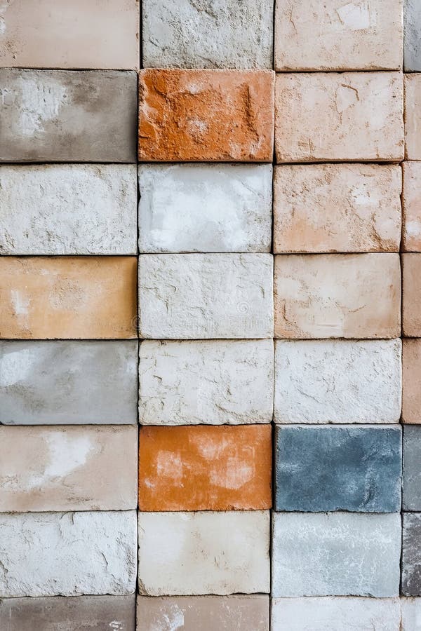 A Wall Made Up of Different Colored Bricks Stock Image - Image of tiles ...