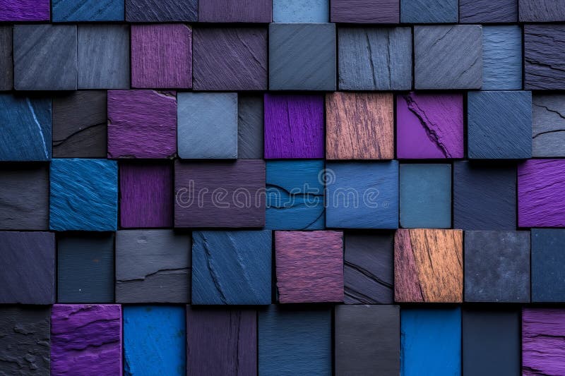 A Wall Made Up of Different Colored Wooden Blocks Stock Image - Image ...