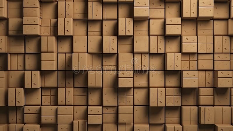 A Wall Made Up of Stacked Brown Cardboard Boxes. Generative Ai Stock Image - Image of wall ...