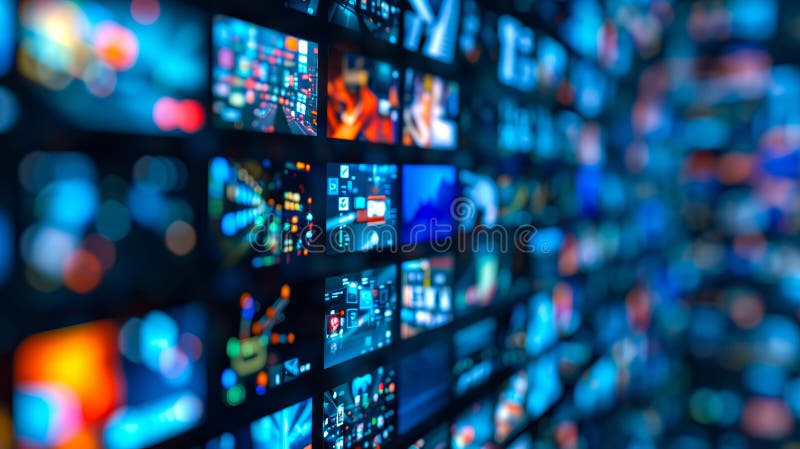 A Wall of Many Different Television Screens Stock Photo - Image of ...