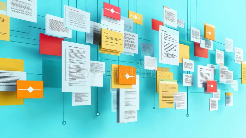 A Wall with Many Different Types of Paper on it Stock Illustration ...