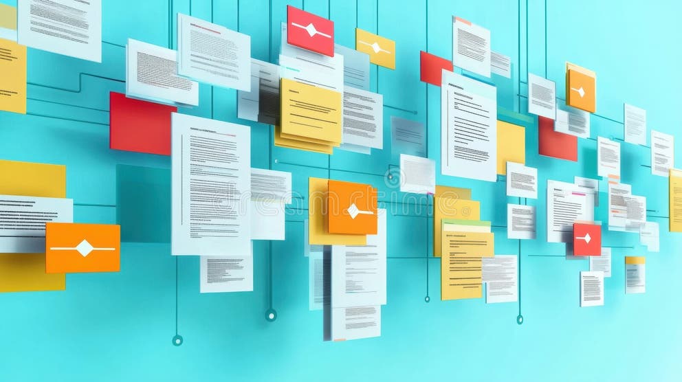 A Wall with Many Different Types of Paper on it Stock Illustration ...
