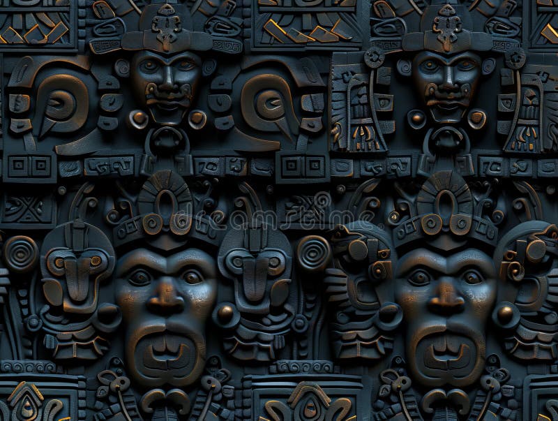 A Wall with Many Faces and Designs Stock Image - Image of generated ...