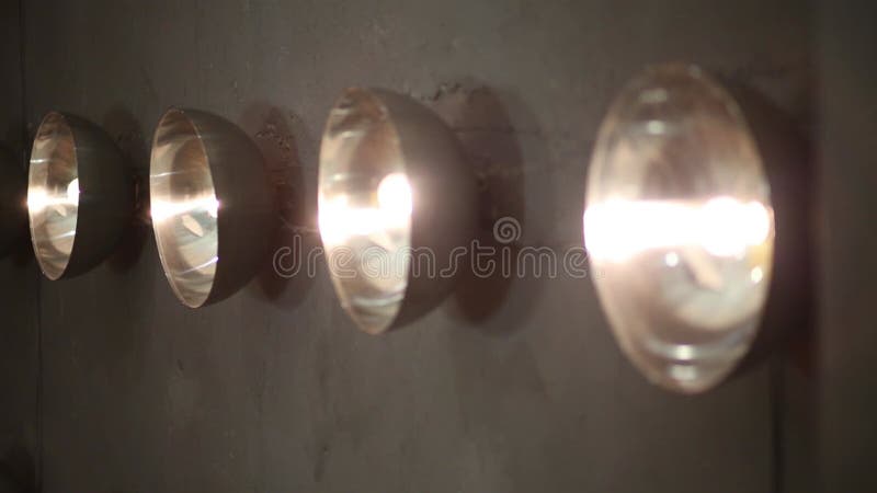 Wall with Many Lamps in Studio, Close Up View, Stock Video - Video of ...