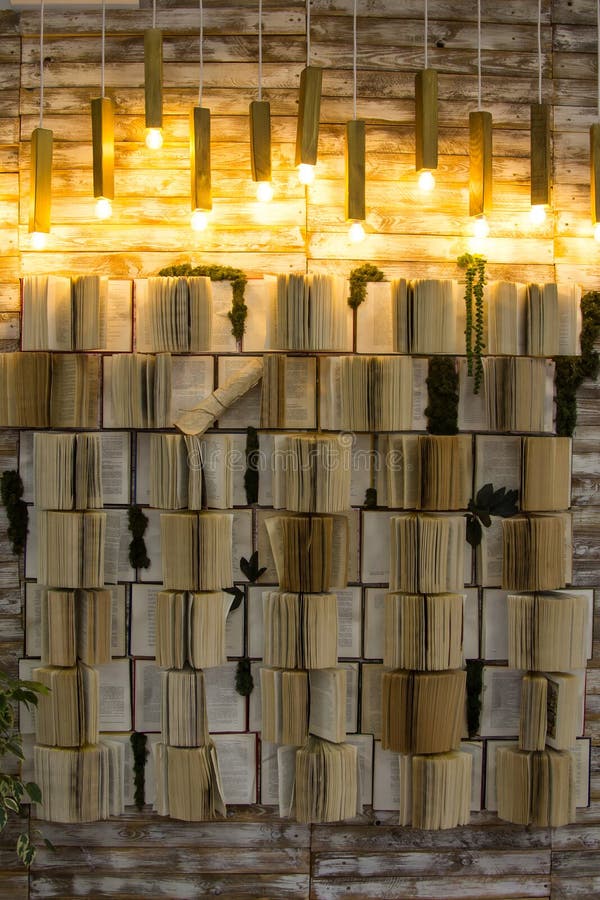 Wall of Many Open Books. Decoration Stock Image - Image of bookshelf ...