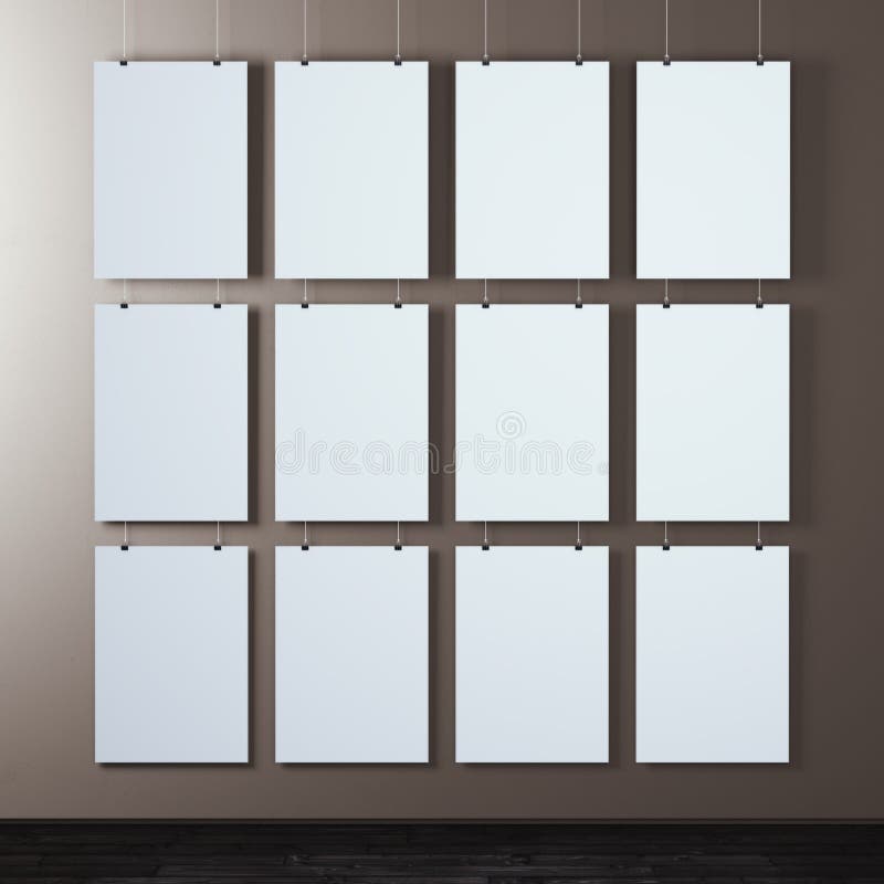 Wall with Many White Poster Stock Illustration - Illustration of poster ...