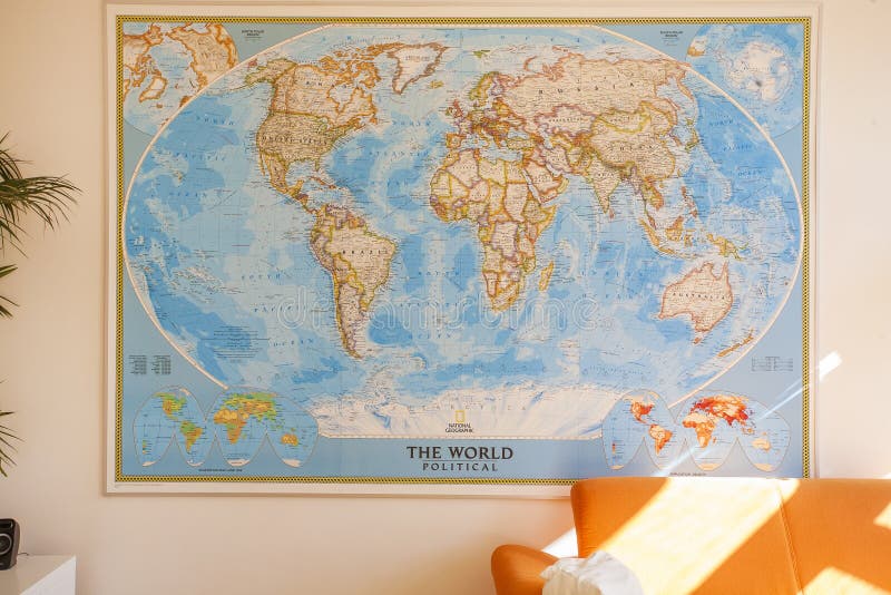 Wall Map in the room stock photo. Image of study, indoor - 51229970