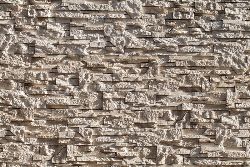 Wall, Masonry of Flat Stones Beige Split Uneven, Close-up, Uniform ...