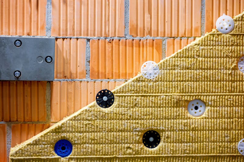 Wall Masonry Technology with Insulation Stock Photo - Image of floor ...