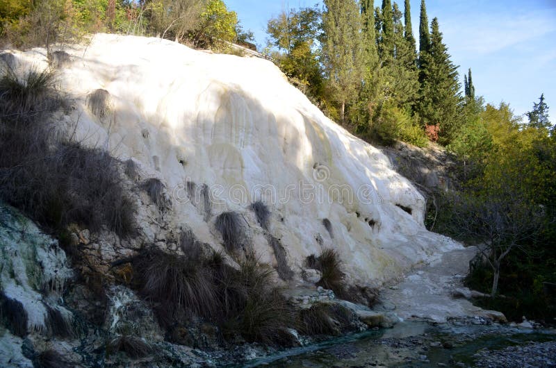 Wall of Mineral Deposits and Calcifications at a Natural Hot Spring ...