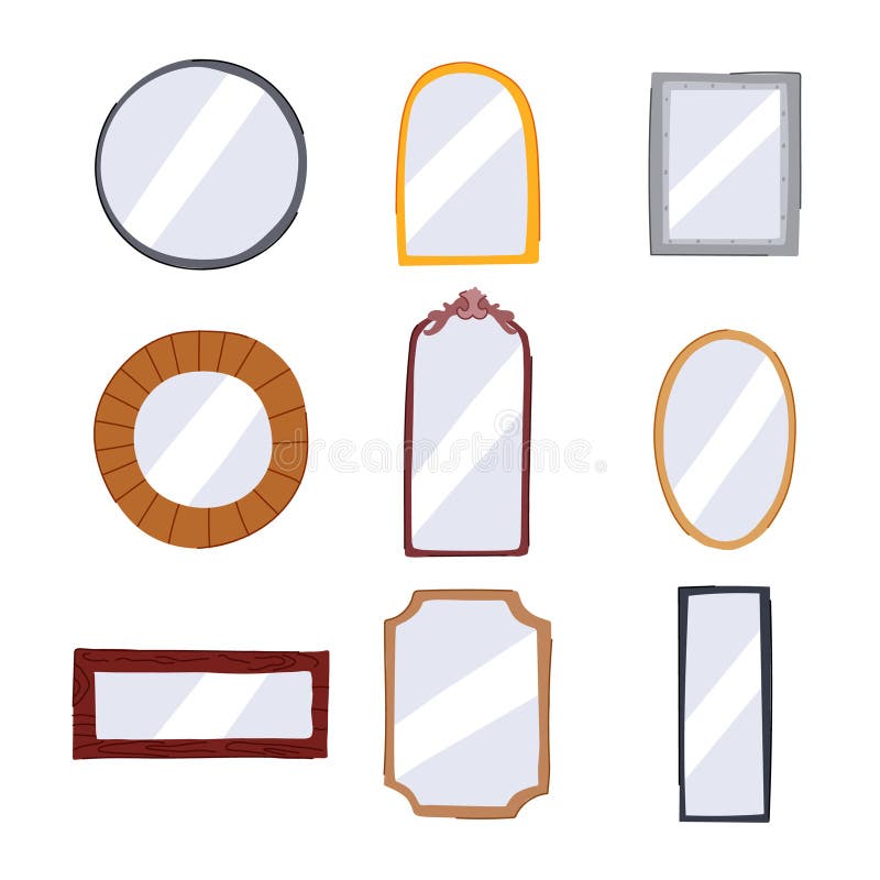 Wall Mirror Set Cartoon Vector Illustration Stock Vector - Illustration ...