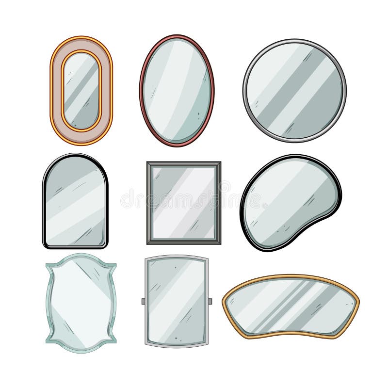 Wall Mirror Set Cartoon Vector Illustration Stock Illustration ...