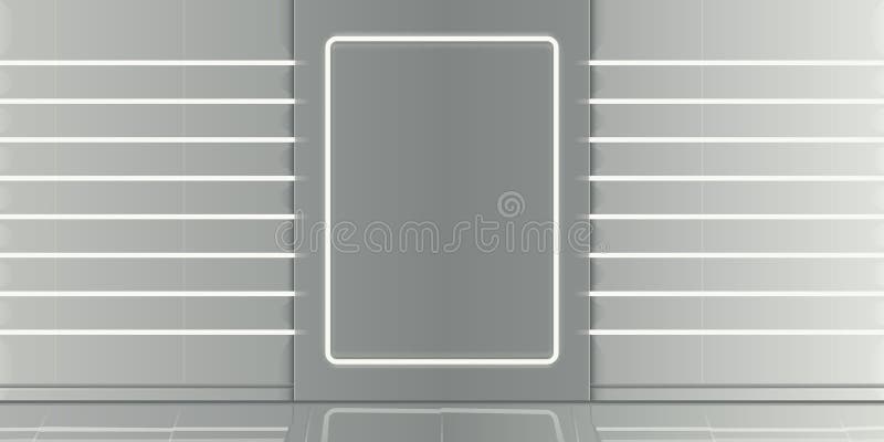 Wall Mockup with LED Strip or Lamps. Lightbox Template, Light Frame in ...