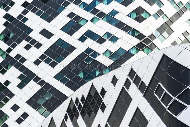 Wall of a Modern Building with Beautiful Geometric Patterns Stock Image ...