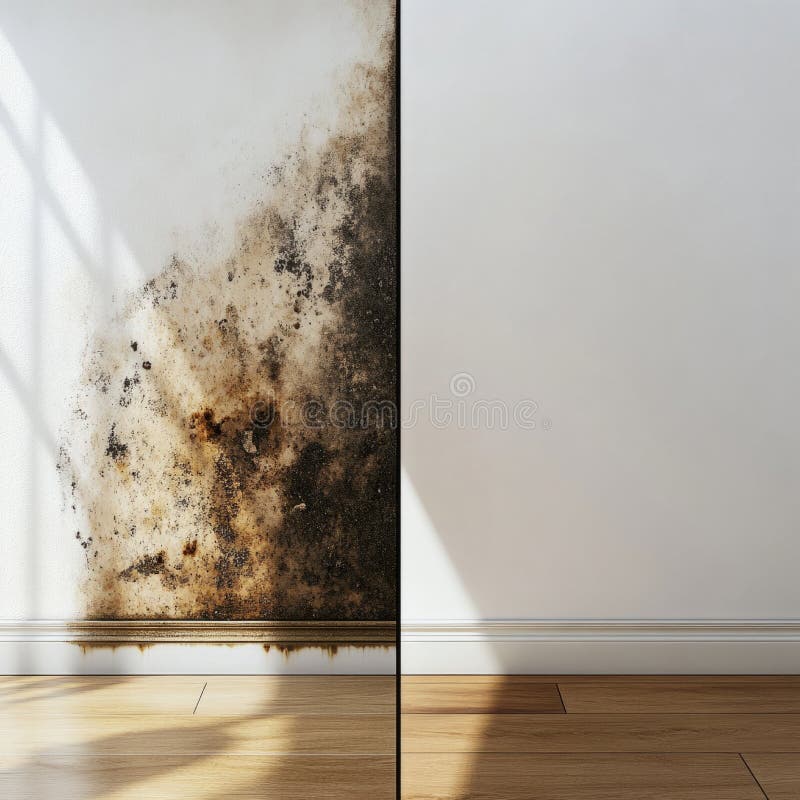 Wall with Mold and Mildew before and after Cleaning Showing Home ...