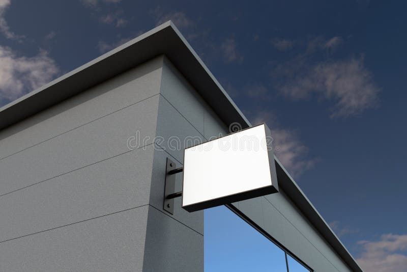 Wall Mount Sign Facade Board Mockup Stock Image - Image of canvas ...