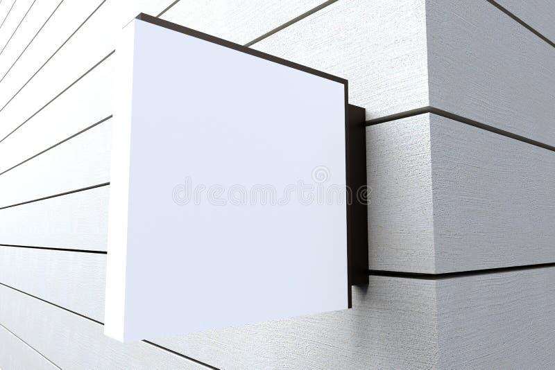 Wall Mount Sign Facade Board Mockup Stock Photo - Image of canvas, sign ...
