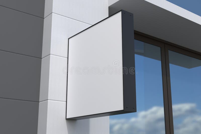 Wall Mount Sign Facade Board Mockup Stock Photo - Image of exterior ...
