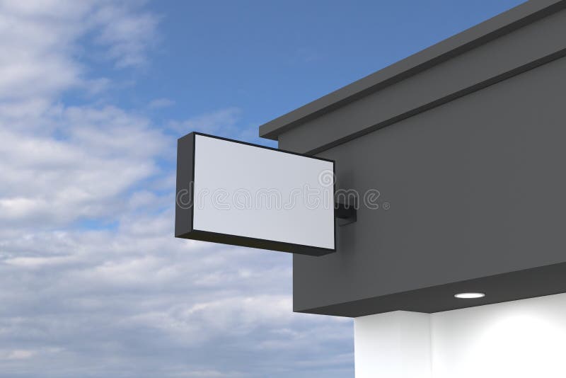 Wall Mount Sign Facade Board Mockup Stock Image - Image of design ...
