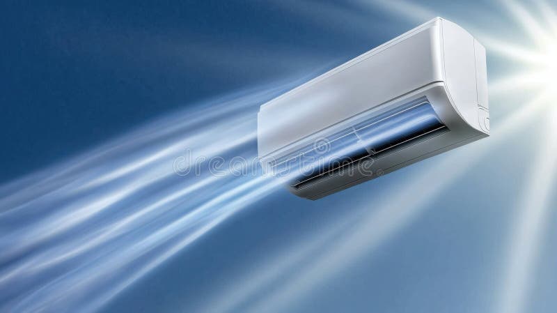 Wall-mounted Air Conditioner Releasing Cool Air in Modern Interior ...