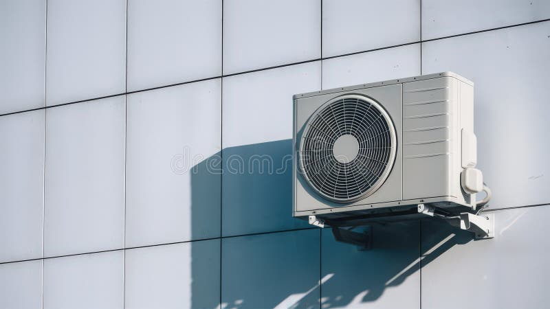 Wall-Mounted Air Conditioner Unit on Modern Building Exterior Stock ...