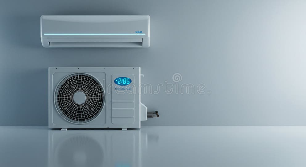 Wall-mounted Air Conditioning Unit Above a Rectangular Outdoor ...