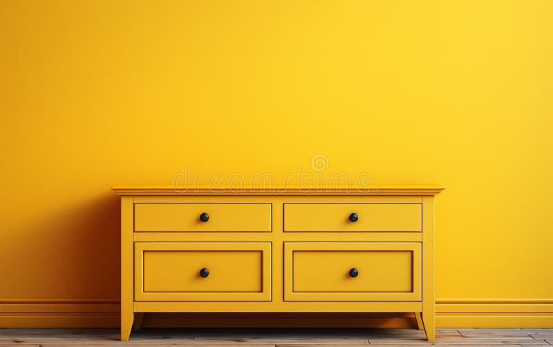 Wall-Mounted Chest Against a Yellow Backdrop Stock Illustration ...