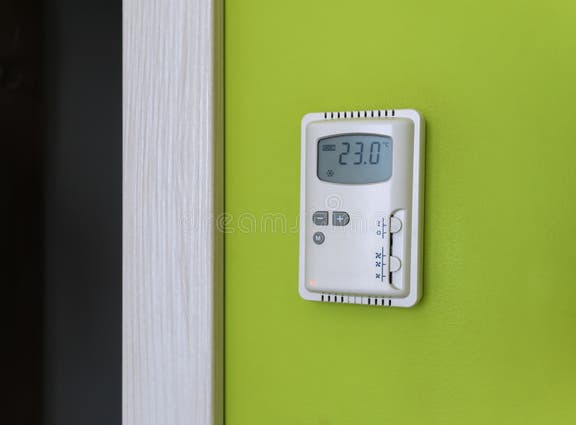 Wall-mounted Climate Control Panel with Thermometer Reading 23 Degrees ...