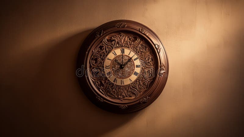 Intricately Detailed Brown Wall Clock with Nostalgic Mood Stock ...