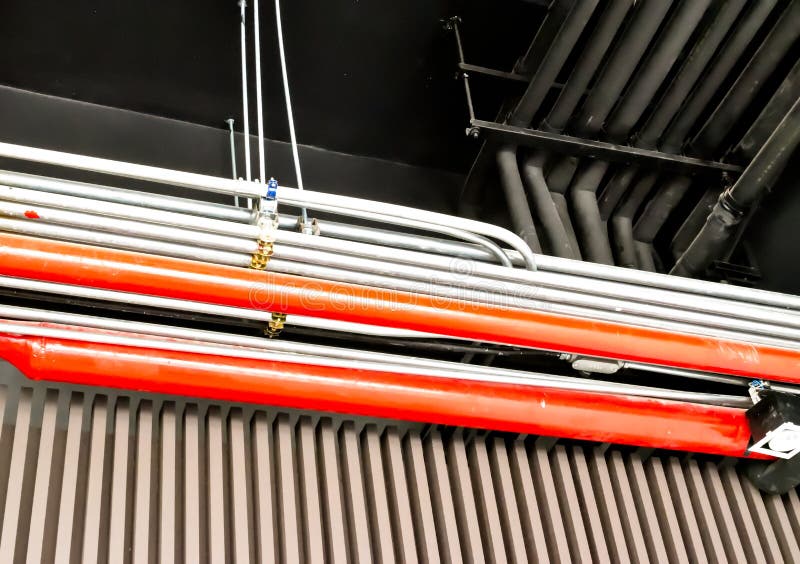 Wall Mounted Conduit in Structure Stock Image - Image of group ...
